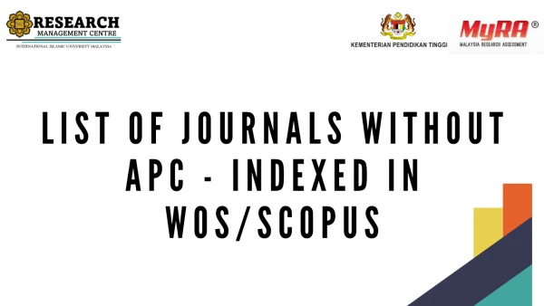 IIUM Research | List of Journals without APC - indexed in WOS/SCOPUS